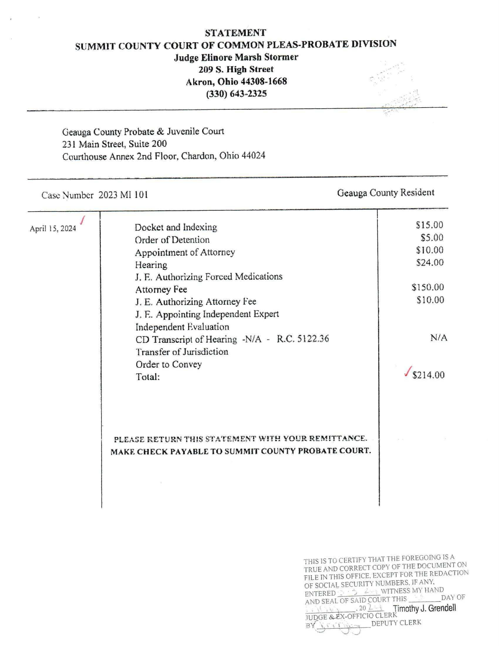 Summit County Probate Court – Amount: $214.00 | Geauga County Auditor's ...